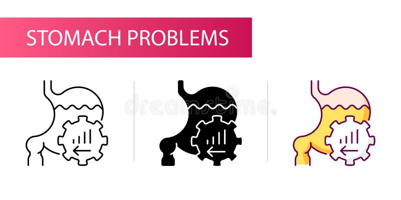 Symptoms of Stomach Problems Gastroparesis. Line Icon Concept Stock ...