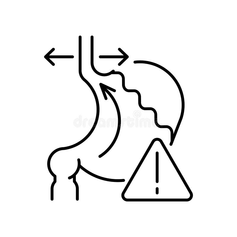 Symptoms of Stomach Problems Heartburn. Line Icon Concept Stock Vector ...