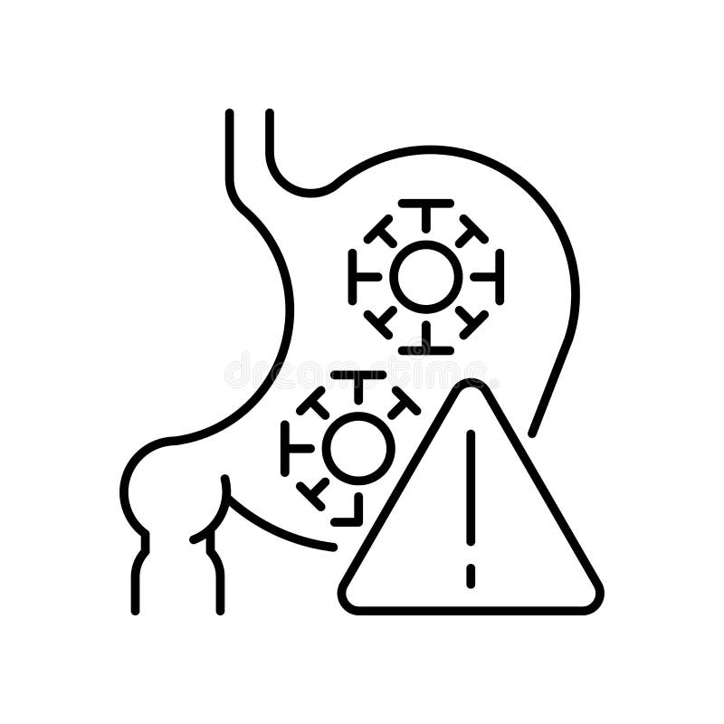 Symptoms of Stomach Problems Virus. Line Icon Concept Stock Vector ...