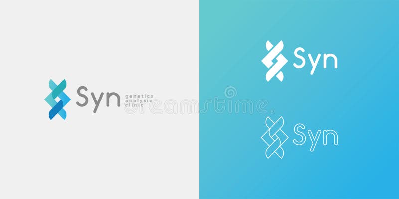 Syn Logo Design Template with Two Arrows on a Blue and Light Gray ...