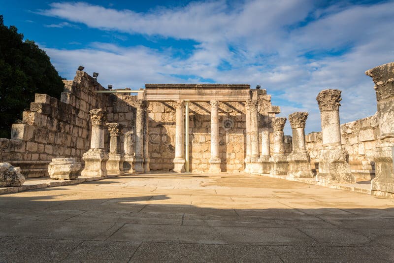 Synagogue in Jesus Town of Capernaum Stock Image - Image of nahum, kfar ...