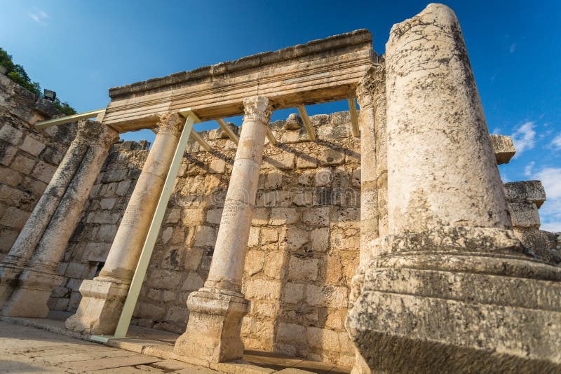 Synagogue in Jesus Town of Capernaum Stock Photo - Image of middle ...