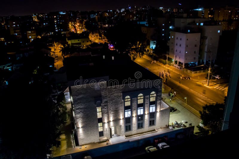 The Synagogue in Rehovot, Israel at Night. Stock Photo - Image of ...
