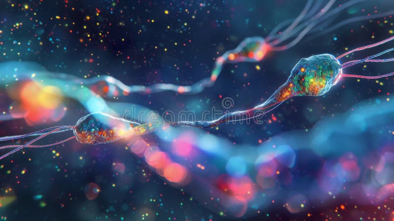Synapses of Brain Cells Intertwined with Rainbow Strings Stock ...