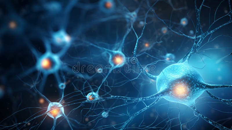 Human Brain Synapses, Neurons, Atoms and Molecules Stock Illustration ...