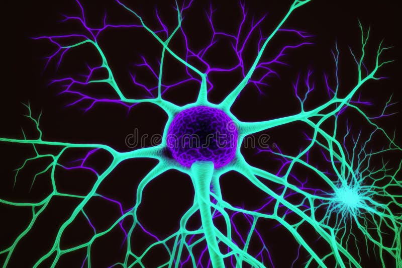 Synaptic Connections in Neon Light - Close-Up View on Brain Neural ...