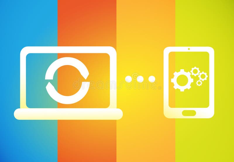 Sync Across Devices stock illustration. Illustration of cloud - 32185930