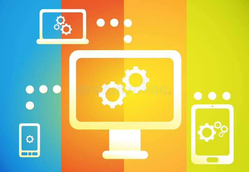 Sync Across Devices stock illustration. Illustration of cloud - 32185930