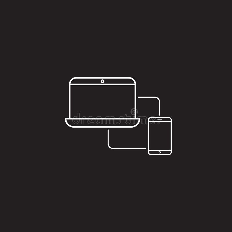 Sync Devices Line Icon, Outline Vector Stock Vector - Illustration of ...