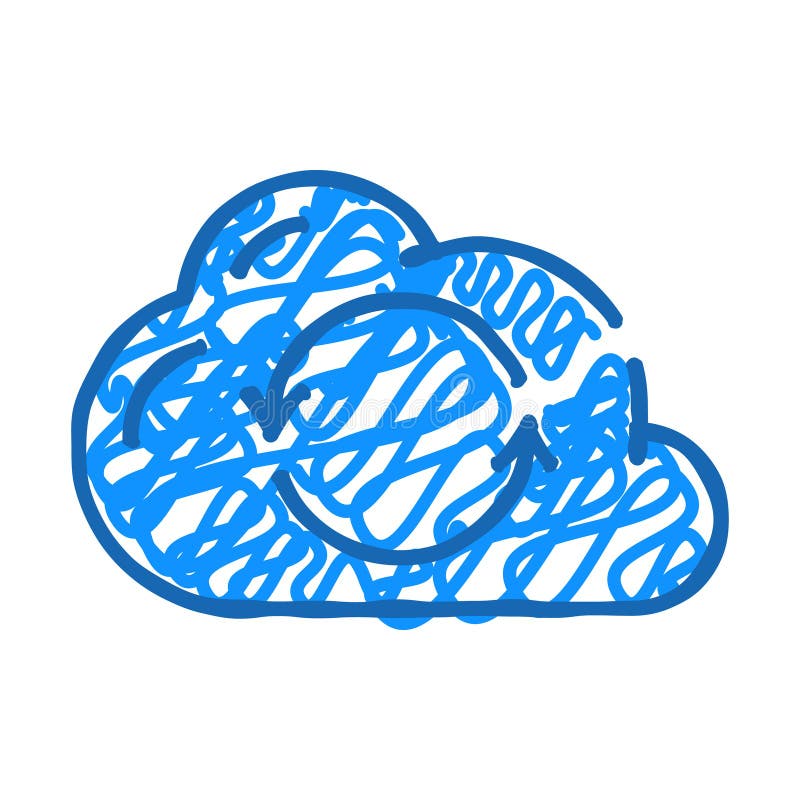 Sync File with Cloud Icon Doodle Illustration Stock Vector ...