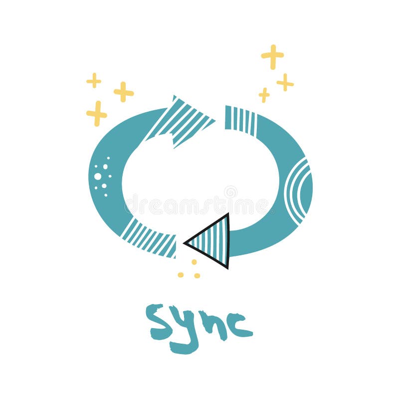 Sync Illustration with Text. Hand Drawn Vector on Black Backdrop Stock ...