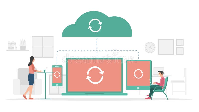 Sync Process in Progress on Cloud Storage Data with Modern Flat Style ...