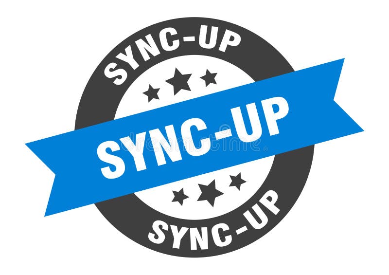 Sync-up Sign. Sync-up Round Ribbon Sticker Stock Vector - Illustration ...