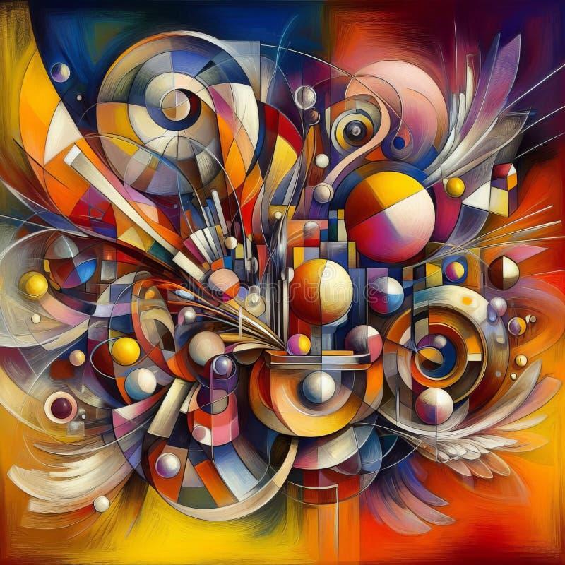 11 56. Synchronism Abstract Still Life Drawing_ an Abs Stock ...