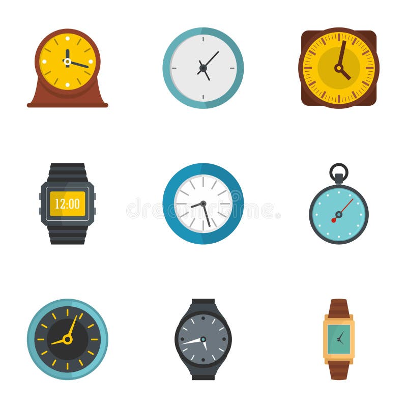 Synchronization Icons Set, Flat Style Stock Vector - Illustration of ...