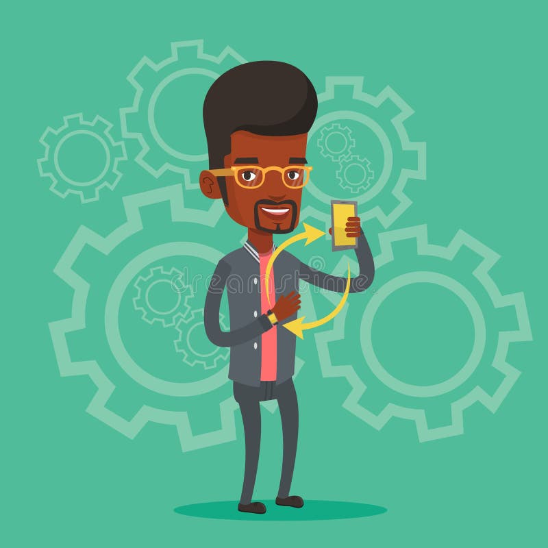 Synchronization Between Smartwatch And Smartphone Stock Vector