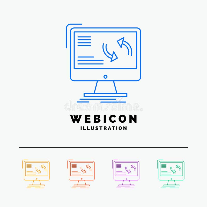 Synchronization Sync Information Data Computer 5 Color Line Web Icon Template Isolated On