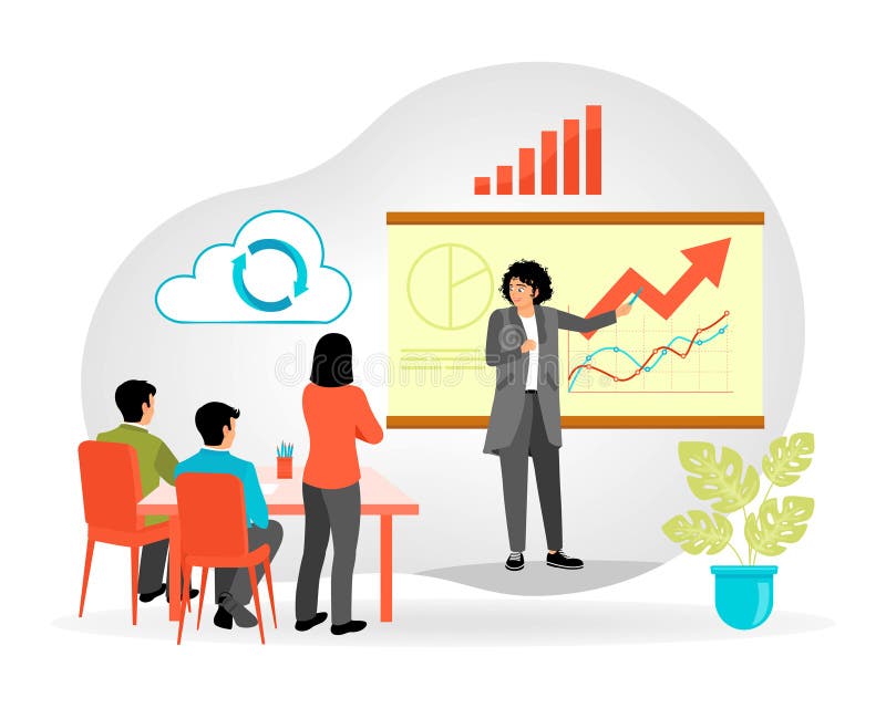 Synchronized Access To Smart Class. Group of People Discussing Plans ...