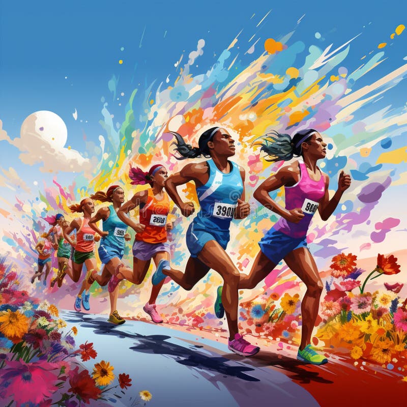 Synchronized Athletes from Different Occupations Running Together Stock ... Synchronized Athletes from Different Occupations Running Together Stock ...