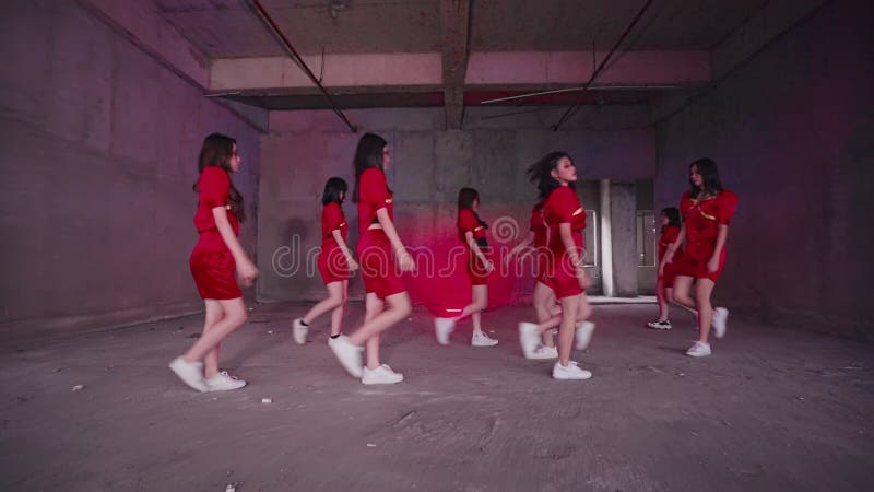 Synchronized Dance Performance in Red Outfits Stock Video - Video of ...