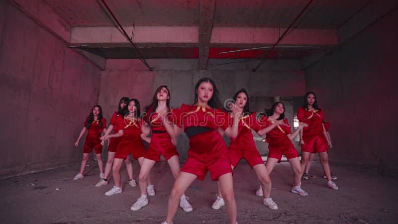 Synchronized Dance Performance in Red Outfits Stock Video - Video of ...
