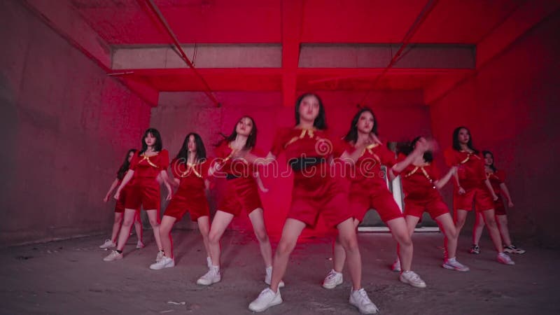 Synchronized Dance Performance in Red Outfits Stock Video - Video of ...