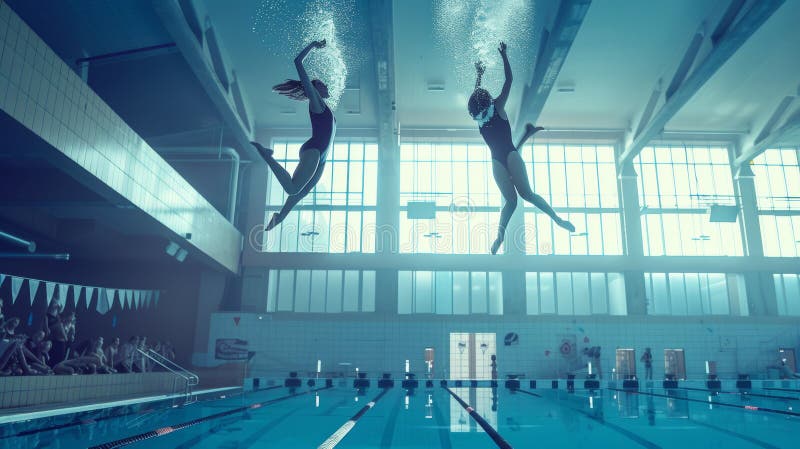 Synchronized Diving: Elegance and Teamwork in Mid-Air Performance Stock ...