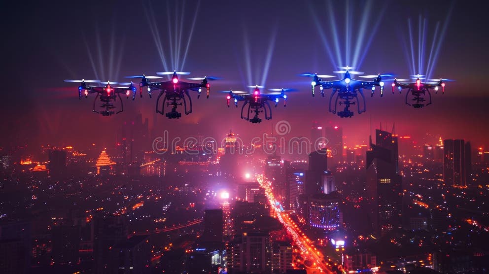 Synchronized Drones Illuminate City Skyline in Mesmerizing Patterns at ...