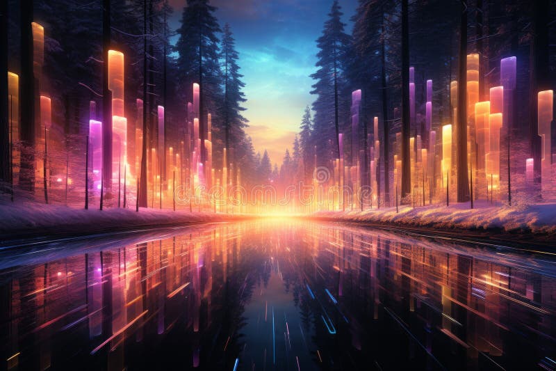 Synchronized Light Shows - Generative AI Stock Illustration ...