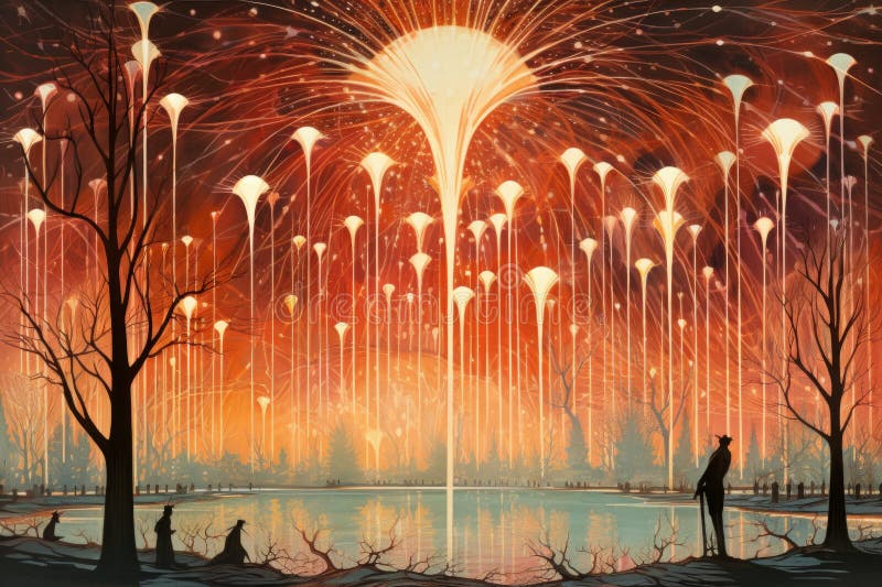 Synchronized Light Shows - Generative AI Stock Illustration ...