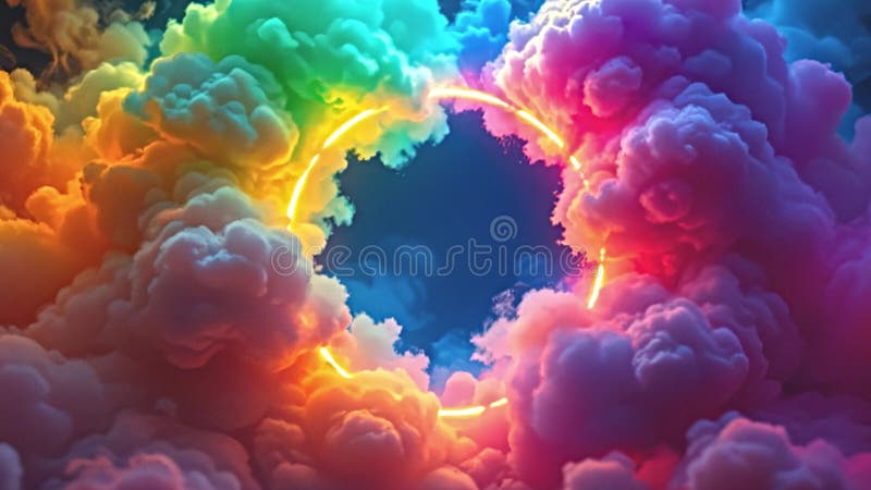 Synchronized Motion of a Vibrant Neon Cloud, Encircling a Prominent ...