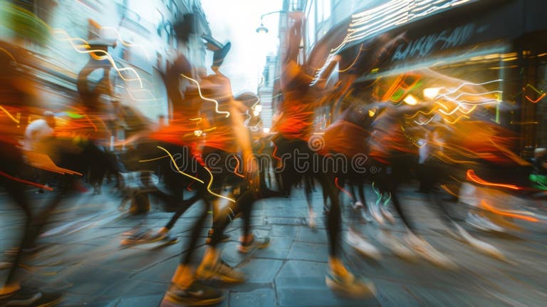 Synchronized Movements of Street Performers Create a Dynamic Blur Stock ...