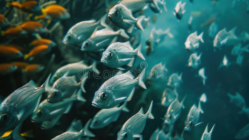Synchronized School of Fish Illustrating Collaborative Learning in ...