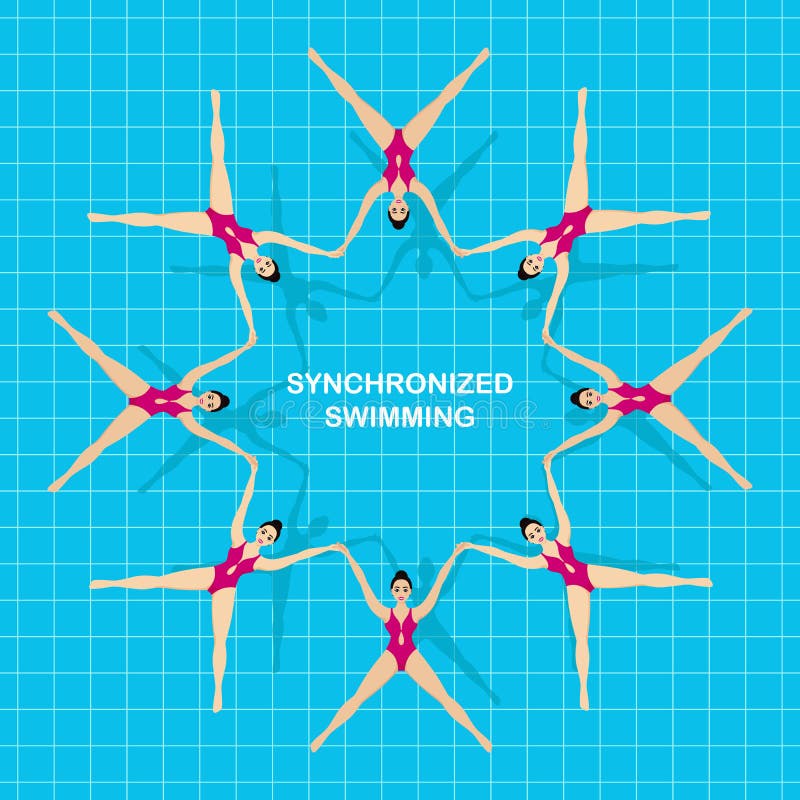 Synchronized swim. Vector stock vector. Illustration of flat - 214306940