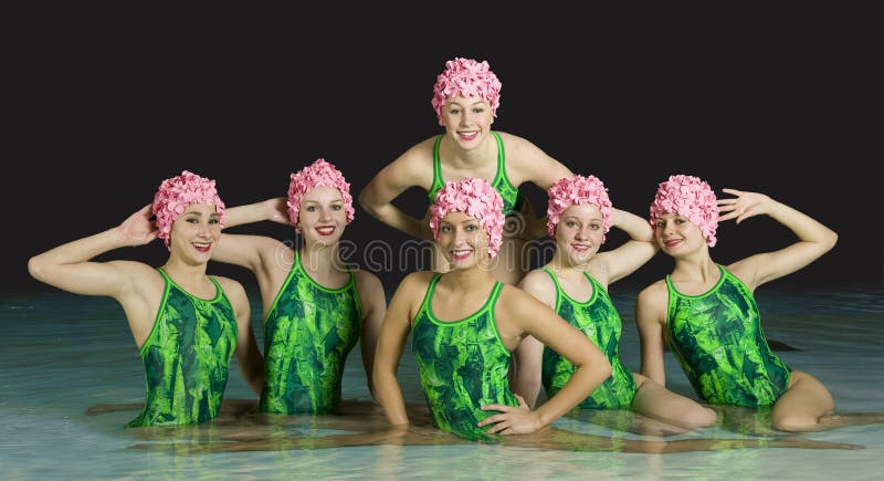 Synchronized swimmers stock image. Image of posing, coordination - 13062145
