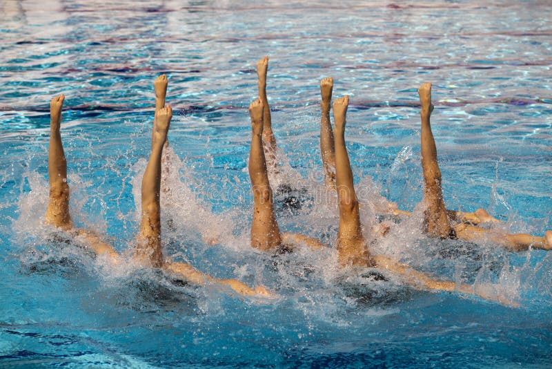 Synchronized Swimmers stock photo. Image of aquatic, female - 10244678