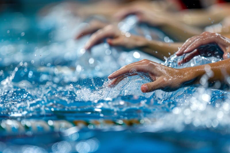 Synchronized Swimmers Hands Aligned in Routine Displaying Coordination ...