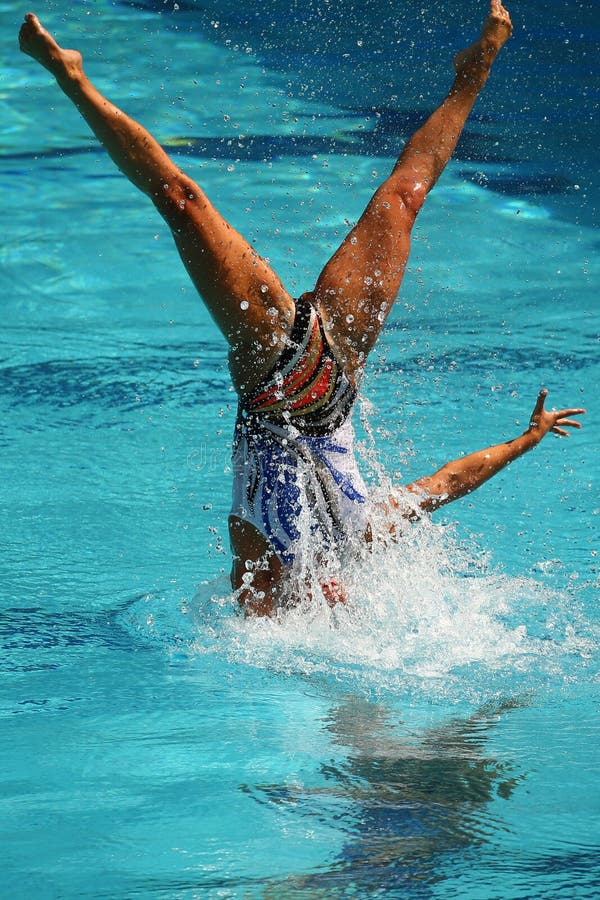 Synchronized Swimming Duet during Competition Editorial Photography ...
