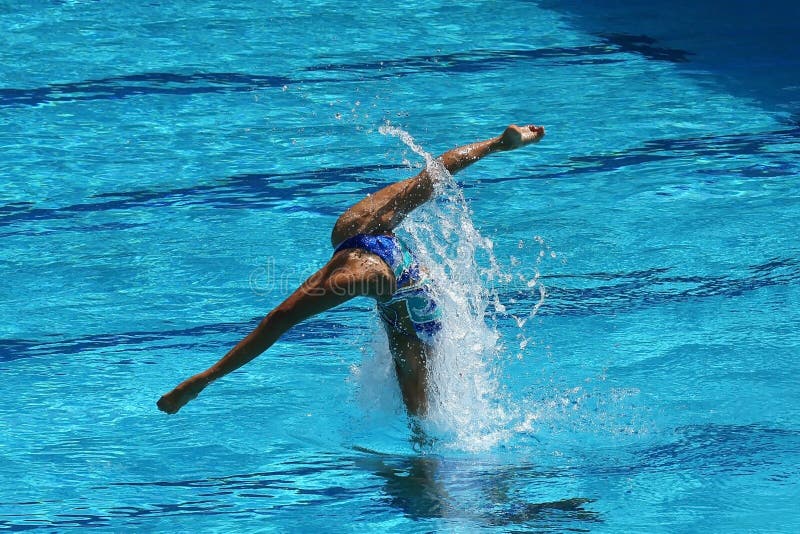 Synchronized Swimming Duet during Competition Editorial Stock Image ...