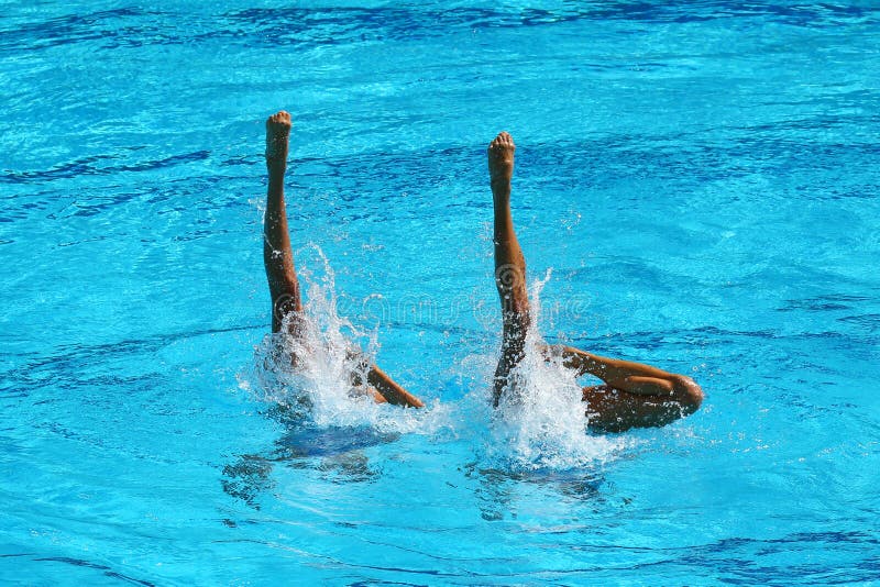 Synchronized Swimming Duet during Competition Editorial Photography ...