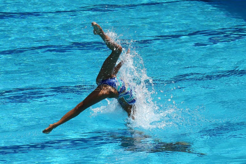 Synchronized Swimming Duet during Competition Editorial Stock Image ...