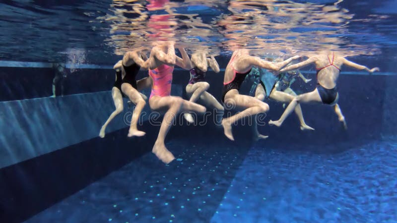 Synchronized Swimming Junior Team Underwater Training in the Swimming ...