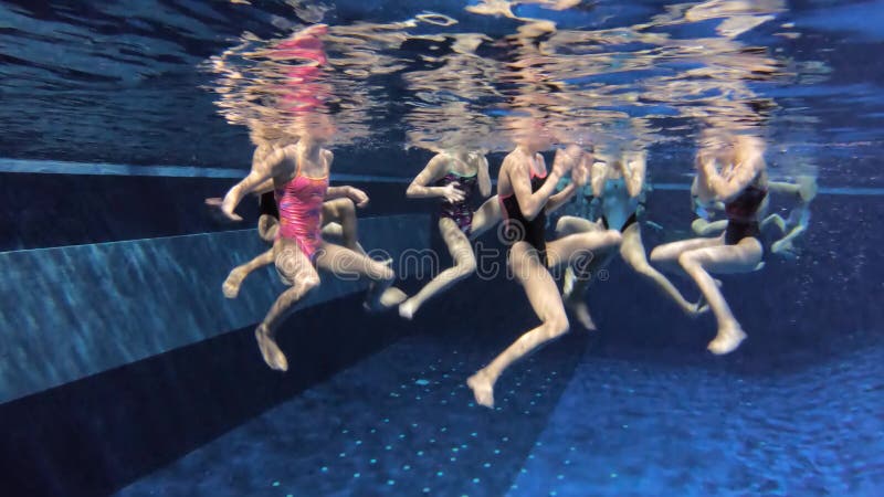 Synchronized Swimming Junior Team Underwater Training in the Swimming ...