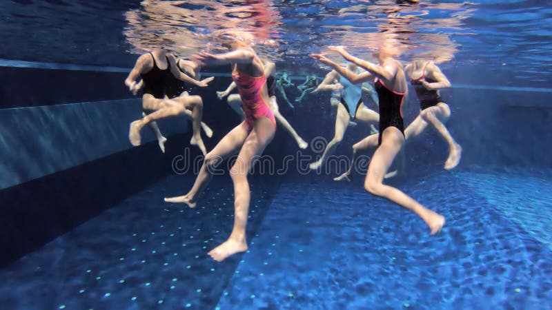 Synchronized Swimming Junior Team Underwater Training in the Swimming ...
