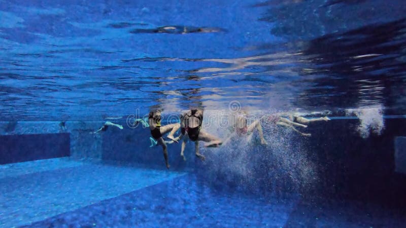 Synchronized Swimming Junior Team Underwater Training in the Swimming ...