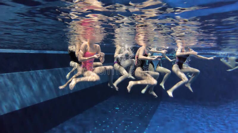 Synchronized Swimming Junior Team Underwater Training in the Swimming ...