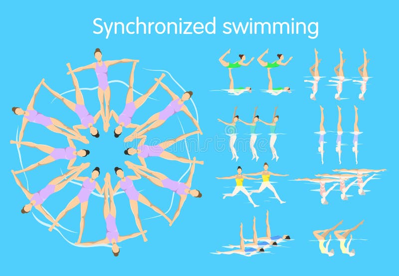 Synchronized Swimming Icon of a Set. Green Gradient Line Silhouette ...