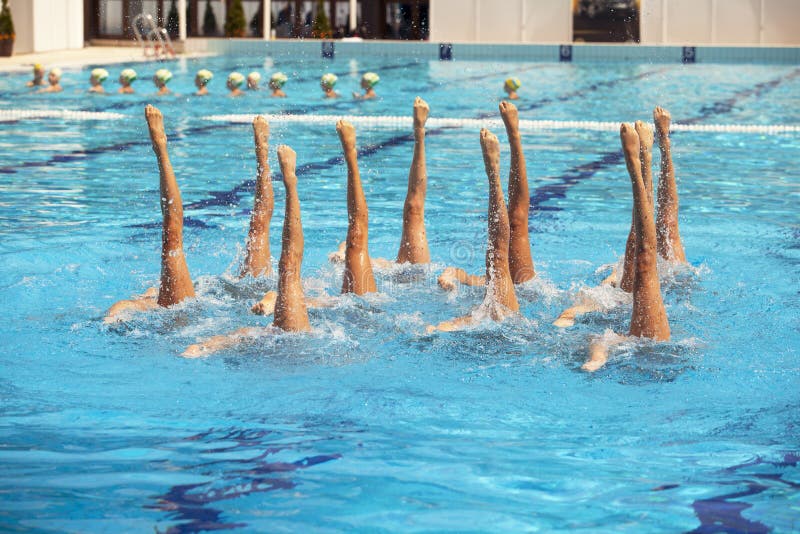 Synchronized swimming stock photo. Image of blue, grace - 32790976