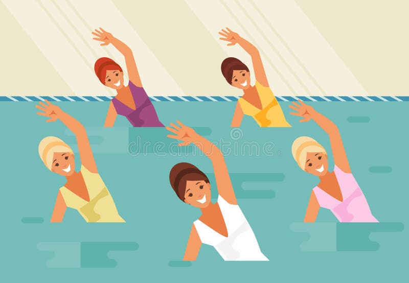 Synchronized Swimming. Water Aerobics Stock Vector - Illustration of ...