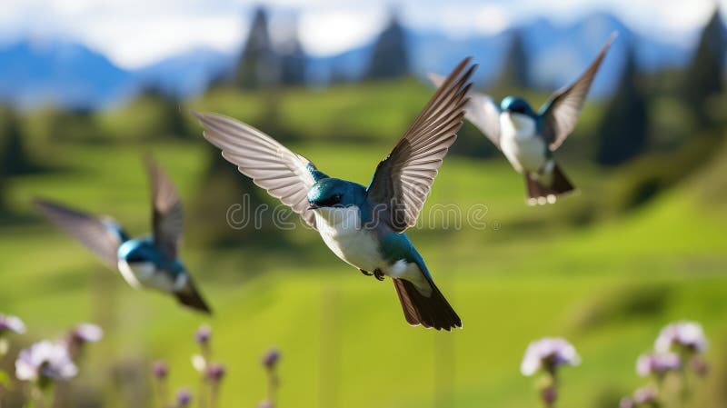 Synchronized tree swallow stock illustration. Illustration of species ...